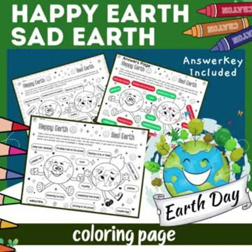 Earth Day Coloring Pages | sad earth Happy earth Coloring sheets # ...