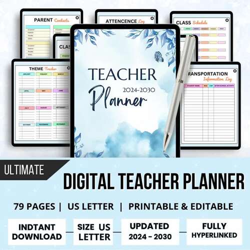 Editable Teacher Planner 2024–2030 – Ultimate Printable Binder with ...