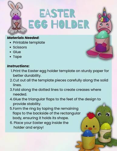 Printable Easter Egg Holder Template | DIY Easter Craft for Kids ...