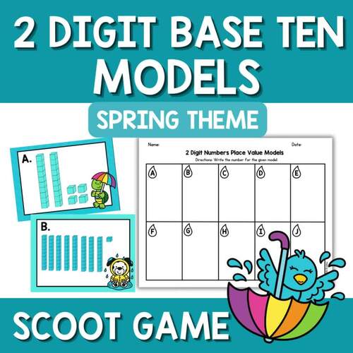 Base 10 Ten Blocks 2 Digit Numbers Scoot Game Task Cards Standard Form ...