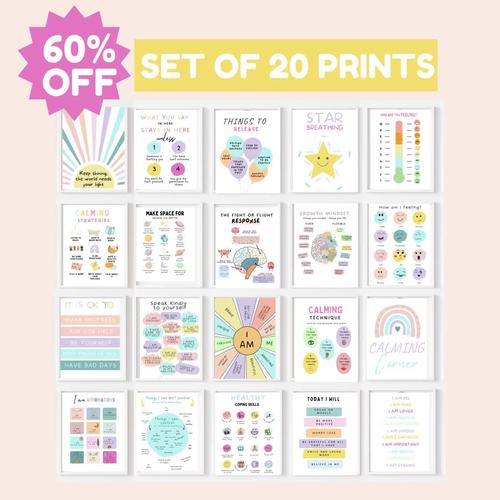 Growth mindset posters, feelings print, SEL, self regulation, rainbow ...