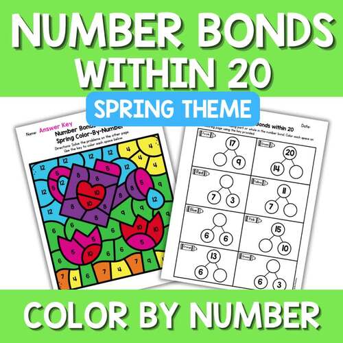 Spring Number Bonds to 20 Color by Number Part Part Whole Flowers ...