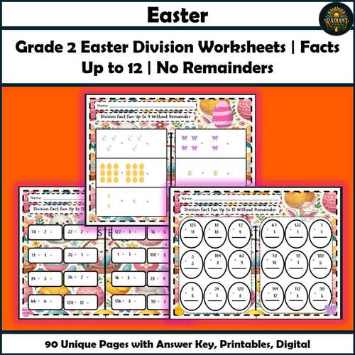 Grade 2 Easter Division Visual Interactive Facts Up to 12 No Remainders