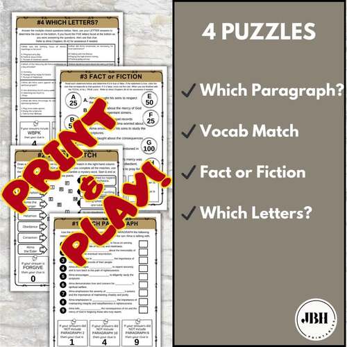 Alma's Guidance For His Sons Printable Escape Room, Family Fun, LDS ...