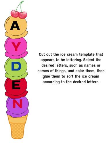 A–Z Ice Cream Alphabet Pack – Letter Recognition, Coloring & Word ...