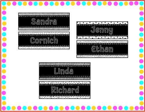 Printable Black and White Students Desk plates, Student Name Labels ...