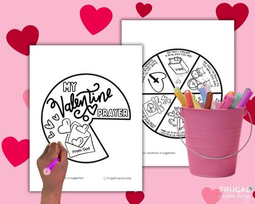 Valentine's Day Prayer Wheel Printable, Christian Coloring Activity for ...