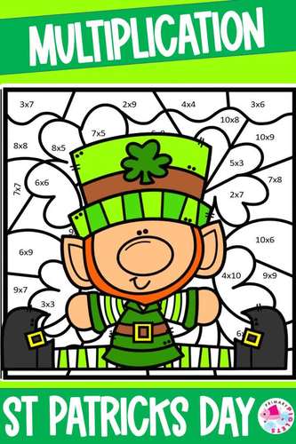 St Patricks Day Math Coloring Pages - Multiplication Color by Numbers