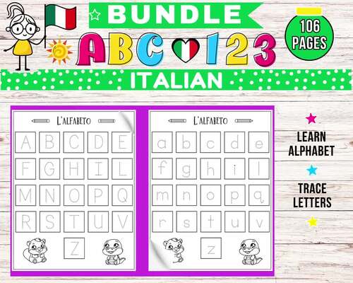 BUNDLE Italian Alphabet & Numbers Coloring Book for Kids, Letter and ...