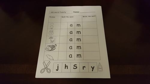 am CVC word family hands-on worksheet packet differentiation for ESE ...