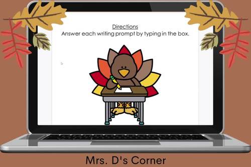 Thanksgiving Digital Writing Prompts | Distance Learning by Mrs Ds Corner