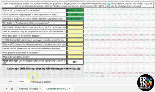 St. Patrick's Day Google Sheets Emoji Pixel Art Nonfiction Reading ...