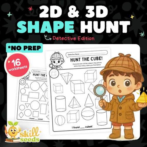 2D & 3D Shape Hunt | Detective Edition | Find, Count & Color Activity