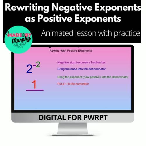 Rewriting Negative Exponent Expressions with Positive Exponents | TPT