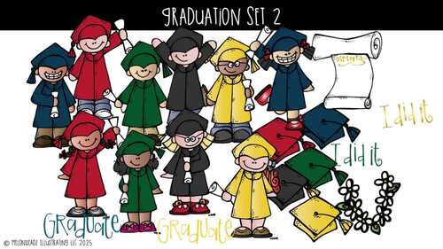 Graduation clip art Set 2 Commencement clip art COLORED Version | TPT