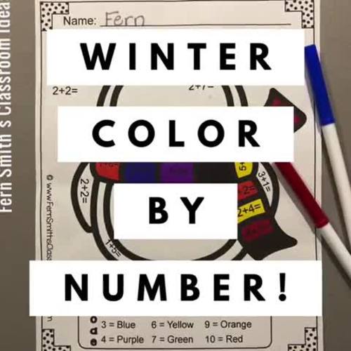 Winter Color By Number Addition and Subtraction Bundle Funky Penguin Series