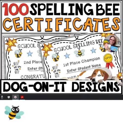 Spelling Bee Certificates Editable | Teacher Signature | TpT