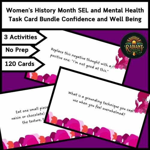 Women History SEL and Mental Health Task Card Bundle Confidence and ...