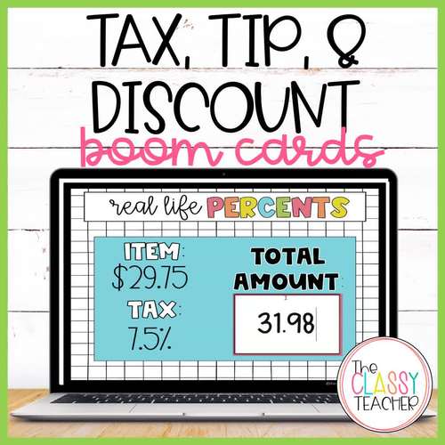 Tax, Tip, & Discount Boom Cards by The Classy Teacher | TPT