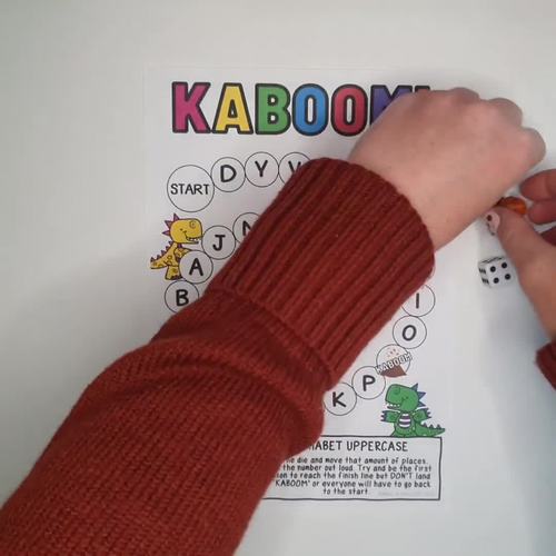 Board Game with Letters - Dinosaur KABOOM! by Miss is this right