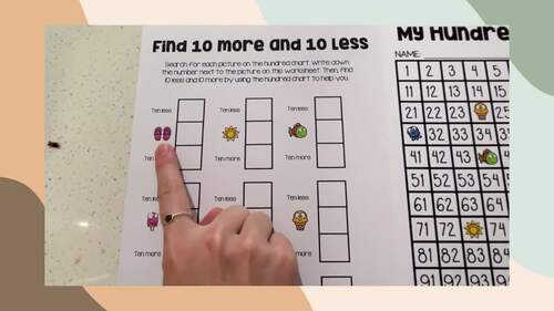 Place value: 10 more / 10 less worksheet by Rabbit hole by Mari van Zyl