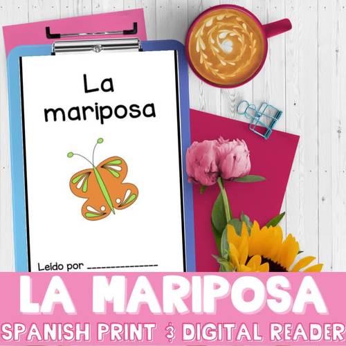 La mariposa Spanish Butterfly Spring Reader | Print & Boom Cards with Audio
