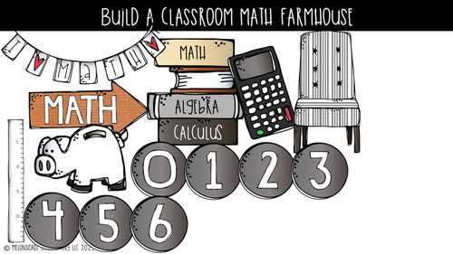 Build a Classroom clip art, Math clip art, Farmhouse clip art COLORED ...