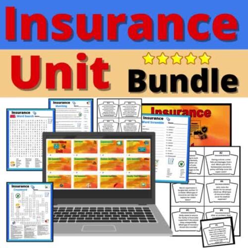 Insurance Unit Bundle Resources and Activities Slideshow Quiz Activity