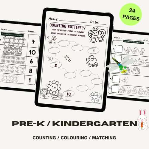 Math Counting Worksheets for Pre-K and Kindergarten by happykidsprintable