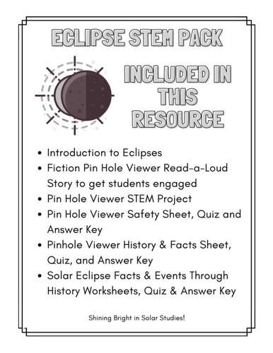 Great American Solar Eclipse 2024 Pin Hole Viewer STEM Project Pack ...
