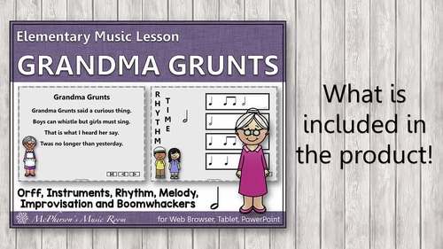 Orff Arrangement Elementary Music Lesson ~ Grandma Grunts {Half Notes}