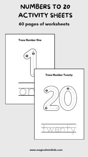 Numbers 1-20 Worksheets, Number Sequence, Missing Numbers, Math Activity,