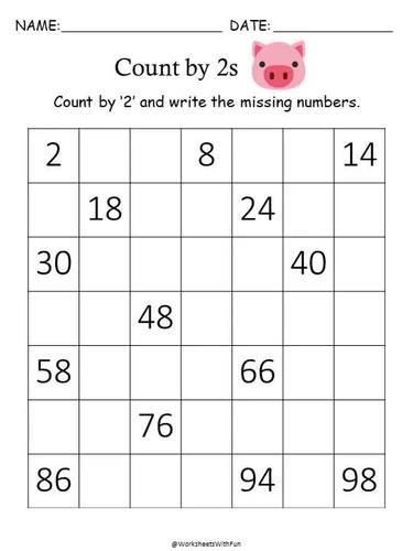 Skip Counting Worksheets by 2, 5 and 10, Grade 1 Busy Work Packet, T-208