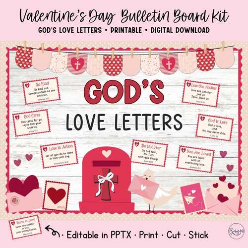 God's Love Letters Valentine's Day Bulletin Board Kit | Christian Decor