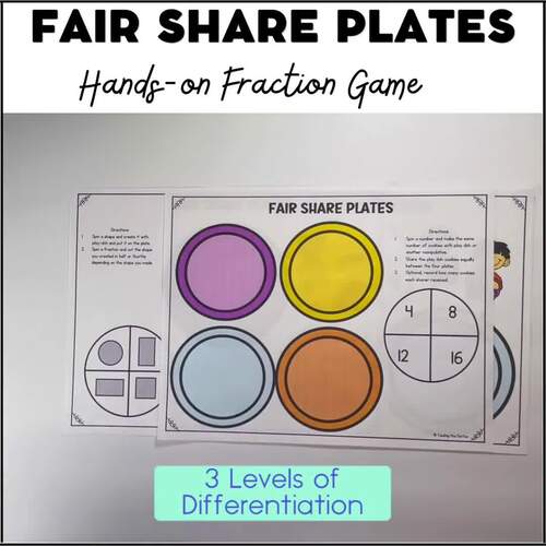 Hands on Fair Share Fraction Math Center - Equal Shares & Partitioning ...