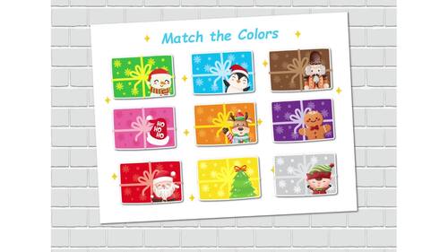 Christmas Color Sorting Activity, Matching Game for Kids, Toddler Printable