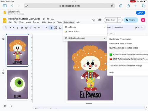 Printable Spanish Halloween Lotería Game | Google Slides Halloween ...