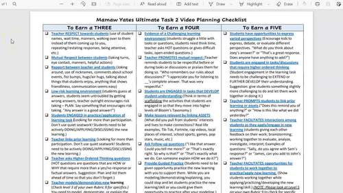 Ultimate Task 2 Video Planning Checklist: Most edTPA Handbooks by Mamaw ...
