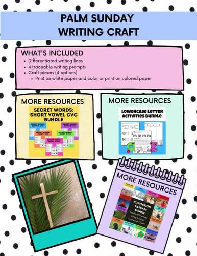 Palm Sunday Writing Craftivity - Writing Prompts & Bible Story Craft Easter