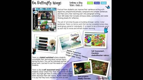Sentence Writing Composite Grades 1/2 Weeks 11 to 20 by On Butterfly Wings