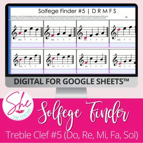 Digital Music Sightreading Worksheet: Solfege Finder #5: Do Re Mi Fa Sol