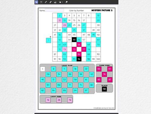 100s Chart Color by Number Code Easter Math Mystery Pictures | TPT