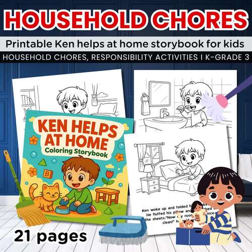 Helps at Home Coloring Storybook, Household Chores & Responsibility ...