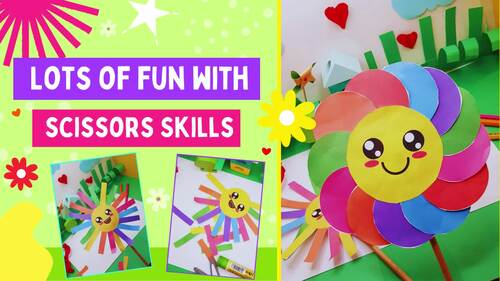 Scissor Skills 2D Shape and Cutting Practice Crafts - Beautiful Flowers