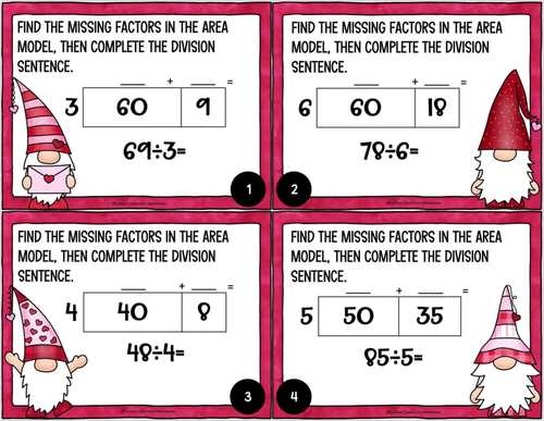Valentine's Day Long Division Task Cards Activities for February