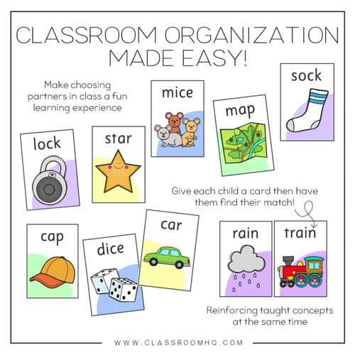 Pick A Partner - Rhyming Word Partner Cards by classroomHQ | TpT