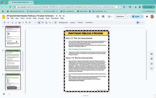 Ap Spanish- Identidades Personales y Públicas - FULL UNIT, NO PREP!