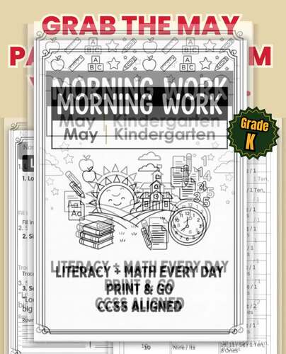 Morning Work May Kindergarten | ELA Math Worksheets | No Prep Printable