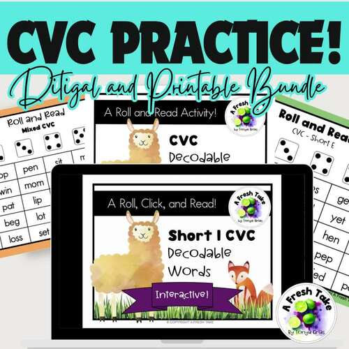 Short I CVC Digital + Printable Roll, Click, & Read Words/Sentences ...