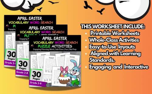 Easter April Word Search Puzzle Activities Holy Week ELA 1st 2nd,3rd ...